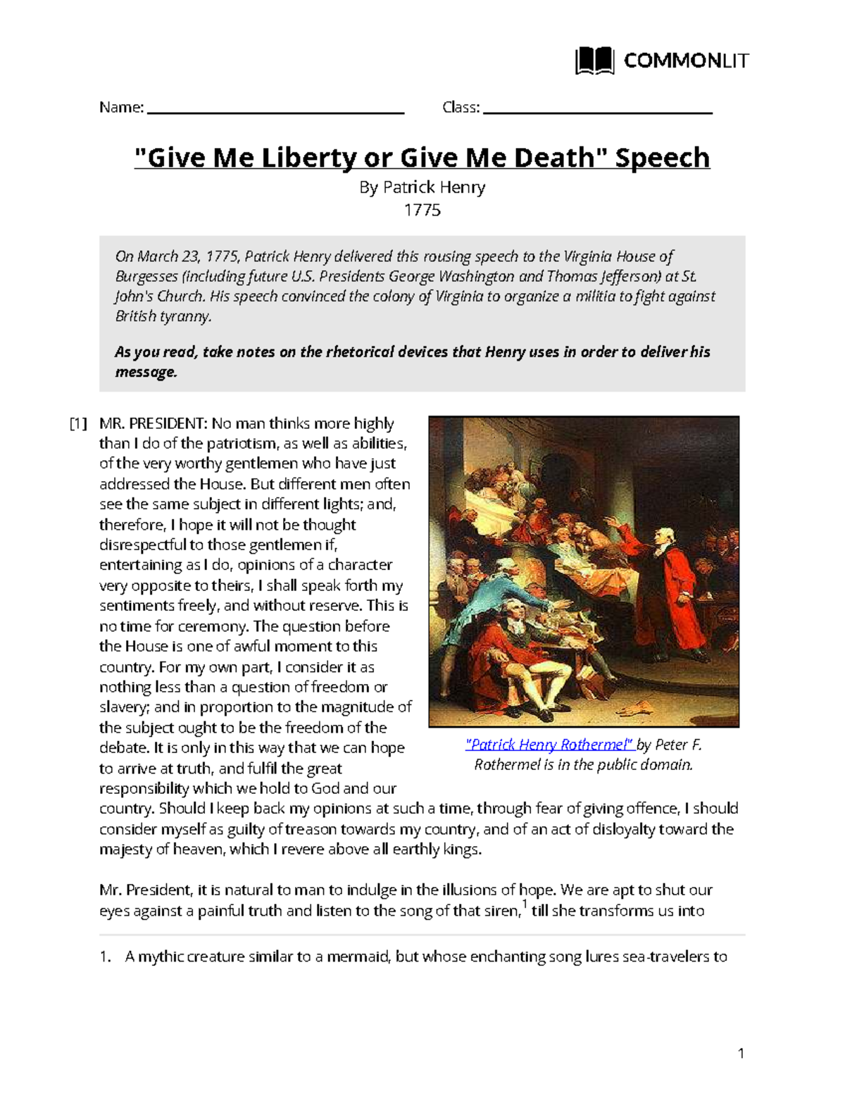 Patrick Henry s Give Me Liberty Or Give Me Death Speech Analysis ENG