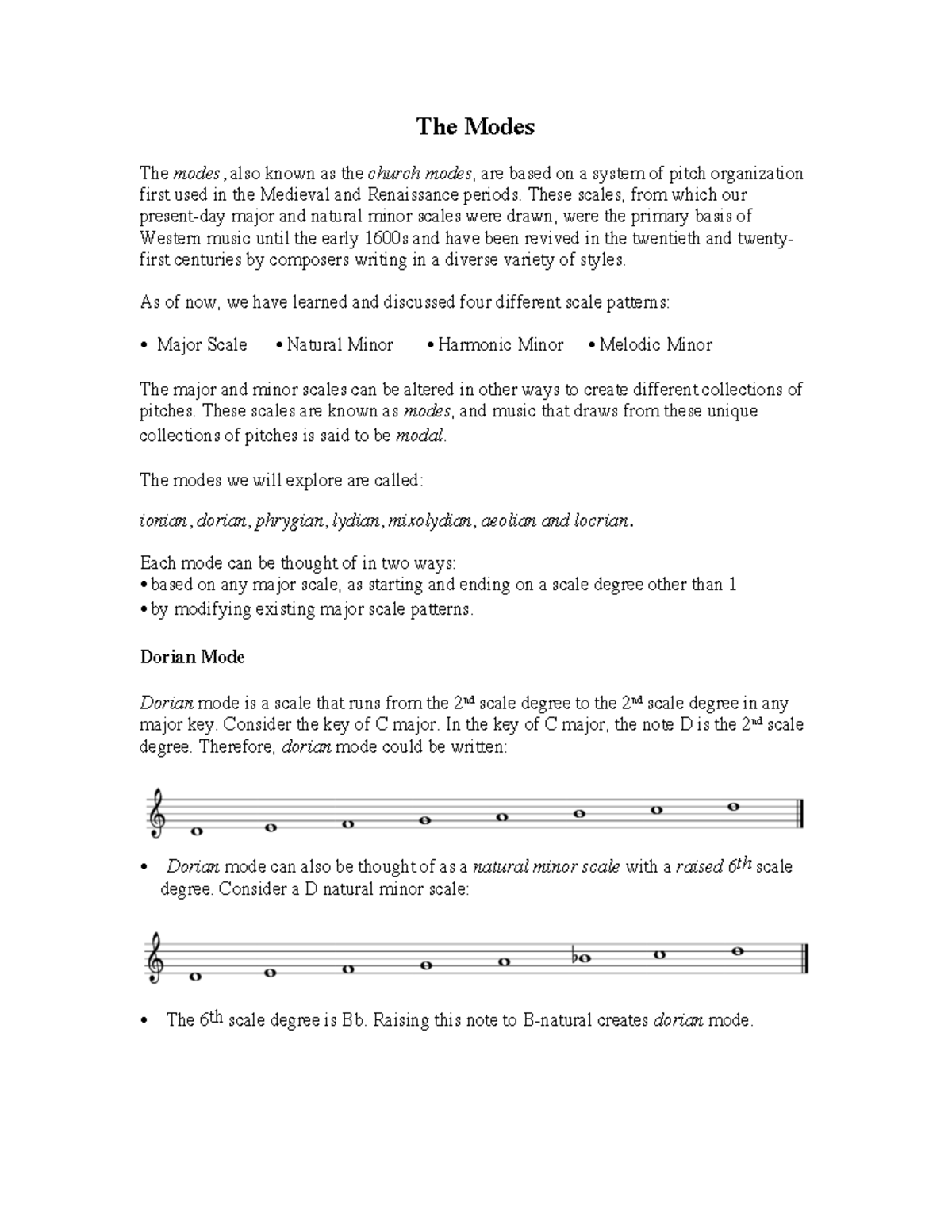 Understanding Church Modes: Scales and Their Applications - The Modes ...