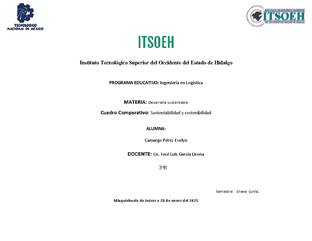 Sustentabilidad Y Sostenibilidad - ITSOEH Instituto Tecnológico ...