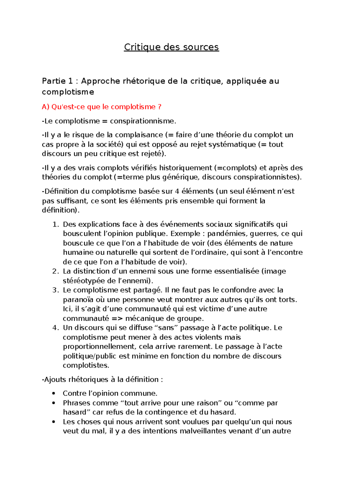 Notes critique de sources 1 - Critique des sources Partie 1 : Approche ...