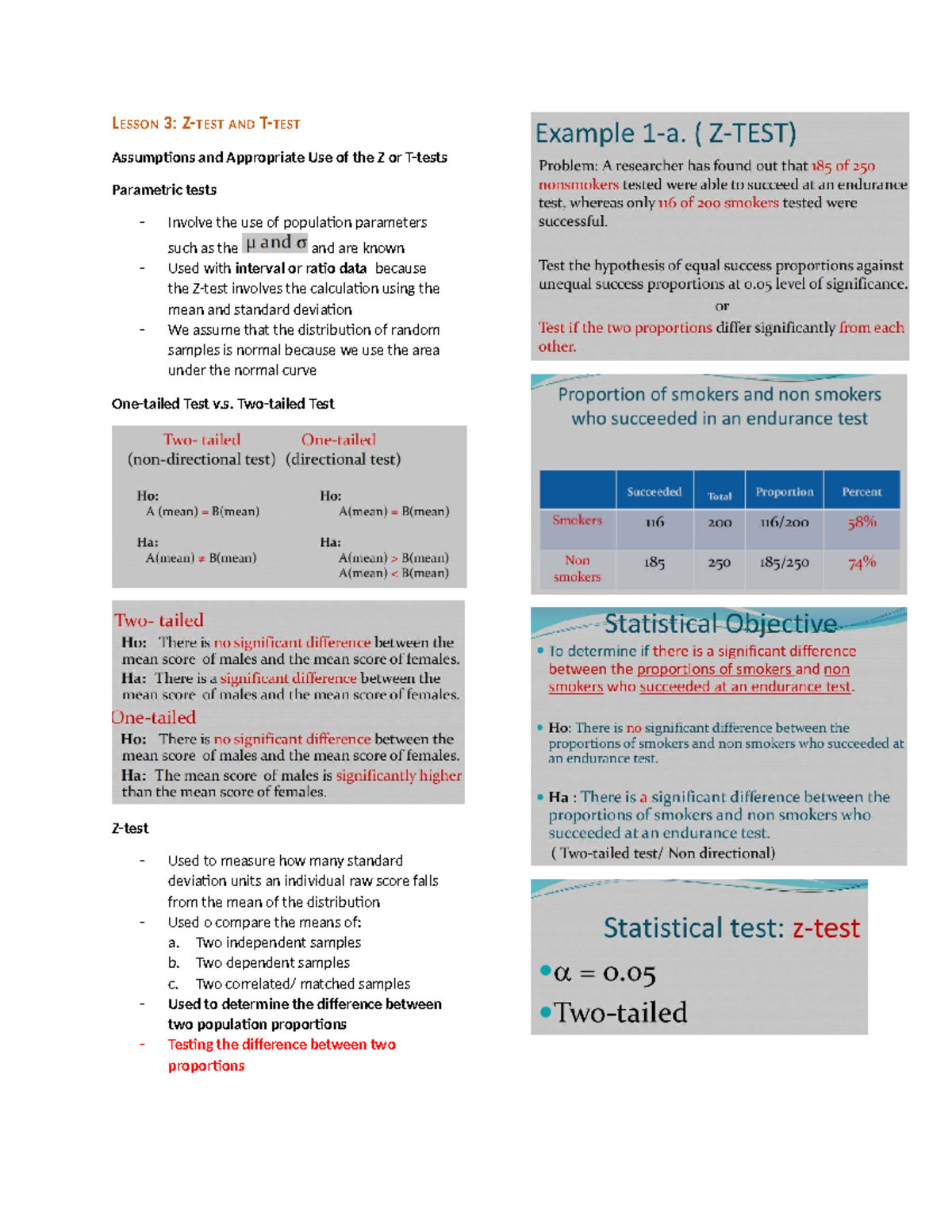Math Chapter 5 Lesson 3 Z and T tests - LESSON 3: Z-TEST AND T-TEST ...
