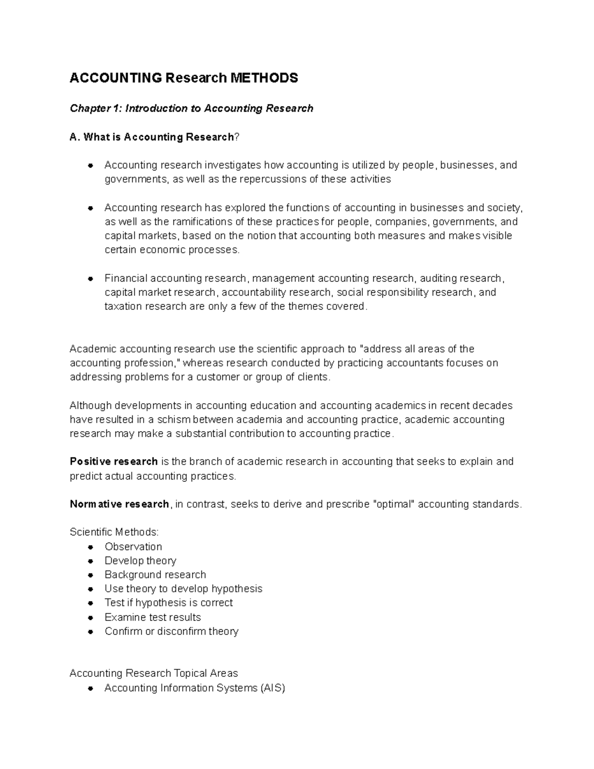 ACCT 101: Research Methods Chapter 1 - Intro to Accounting Research ...
