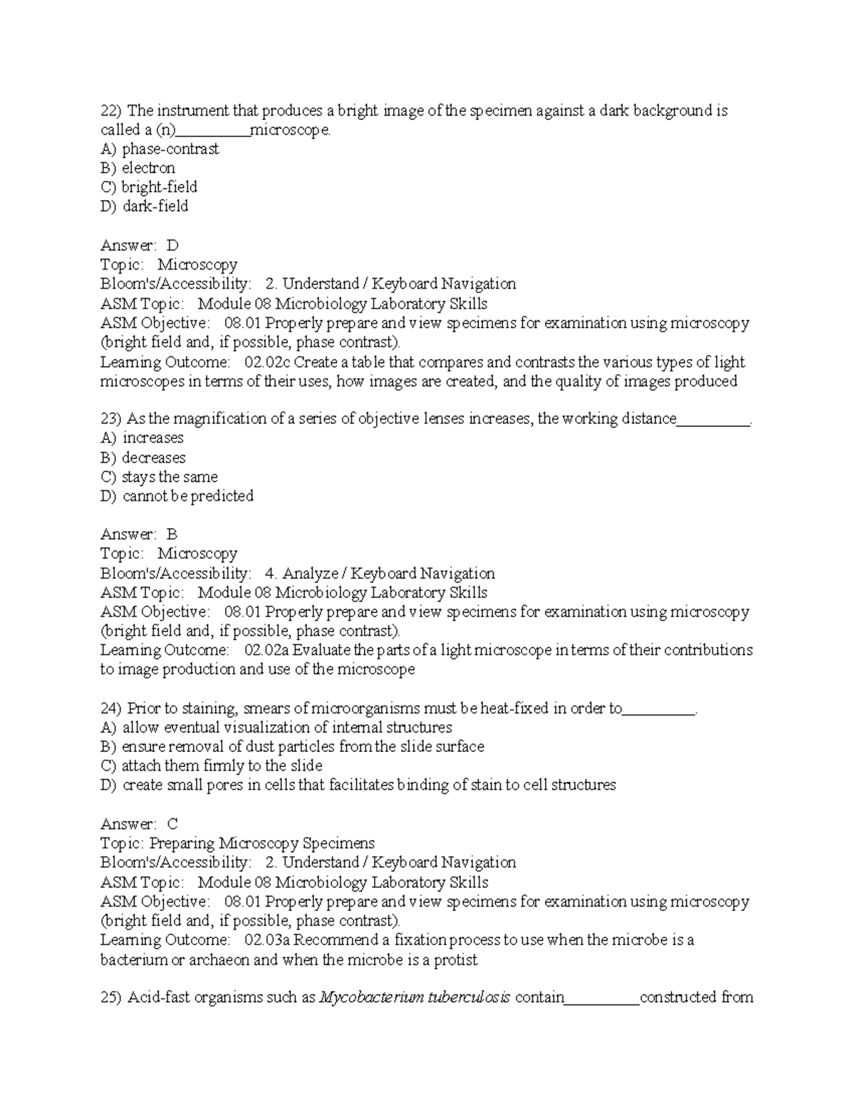 Microbiology Lab Skills Test Bank (ASM Module 08) - Studocu