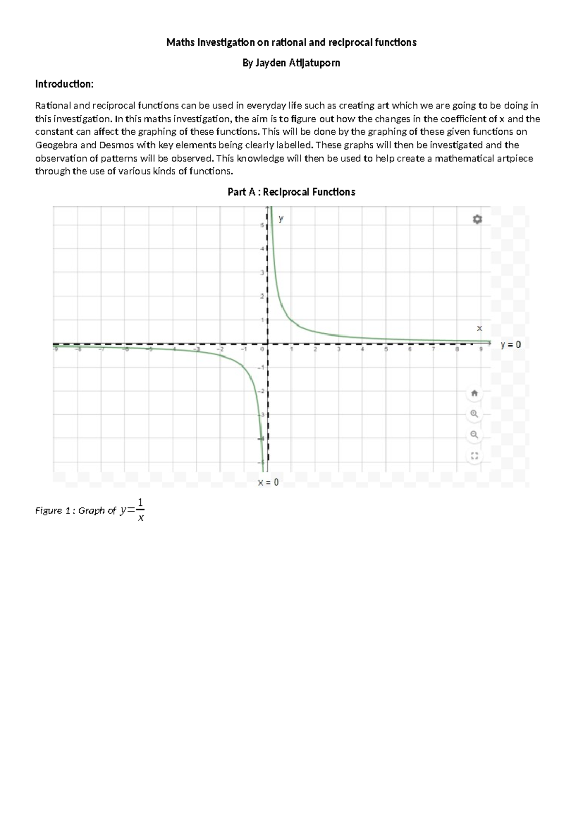 Maths Investigation on rational and reciprocal functions - In this ...