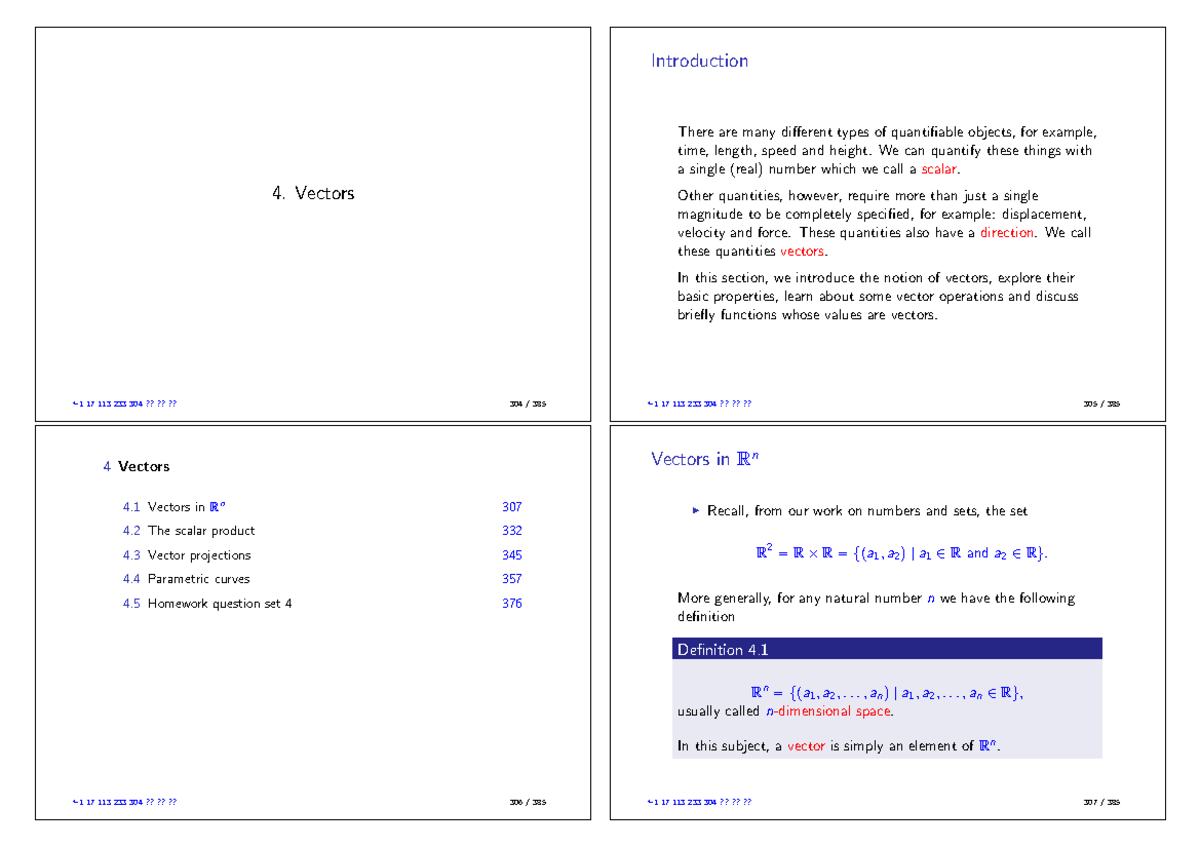 4Vectors 2024 - Lecture Slides for Topic 4 of Calculus 1 - 4. Vectors 1 ...