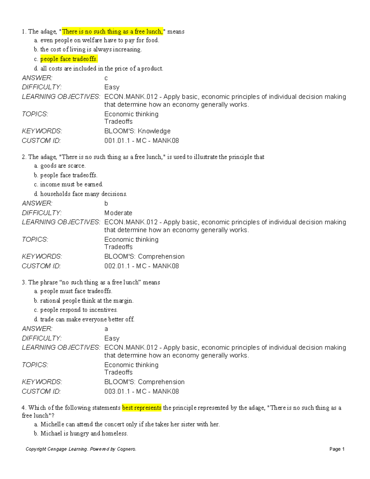 ECON.MANK.012 MC Questions on Economic Decision-Making Principles - Studocu