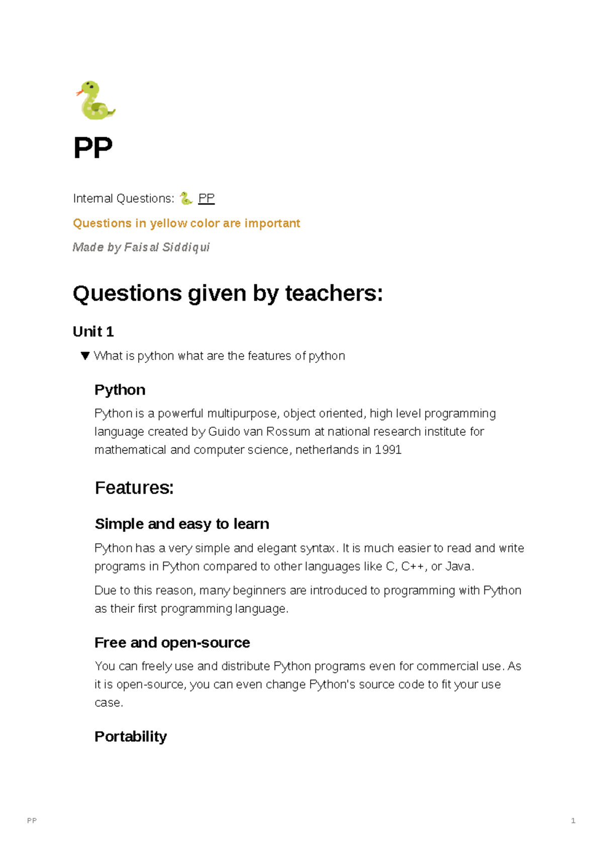 BScIT Sem 3 - Python Programming Internal Questions and Features - Studocu