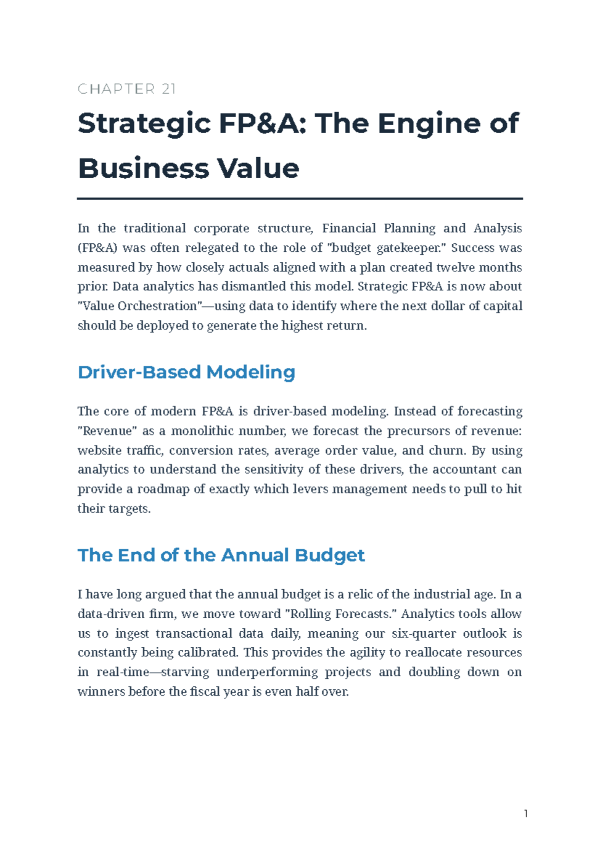 C H A P T E R 2 1: Strategic Financial Planning & Analytics Insights ...