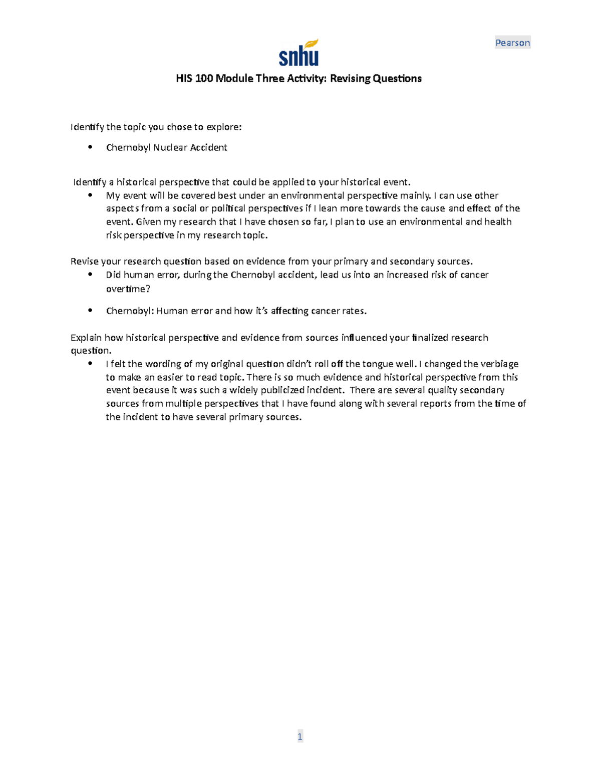 HIS 100 Module 3-2 Activity- Revising Questions With Evidence From ...