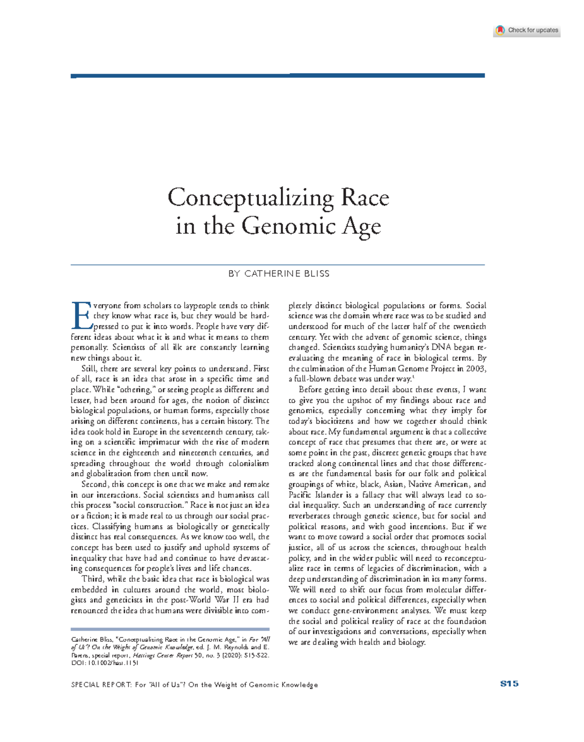 Conceptualizing Race and Health Disparities in the Genomic Era: A Study ...
