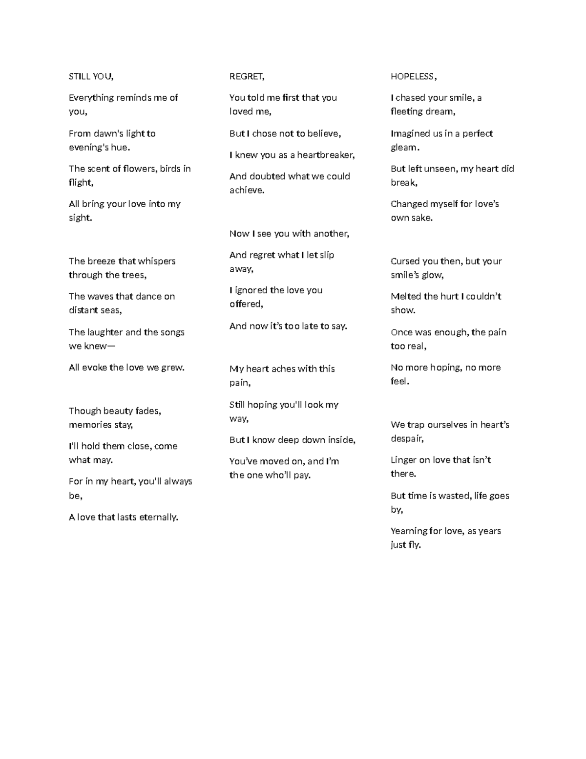 Poems on Love and Longing: An Exploration of Emotions - Studocu