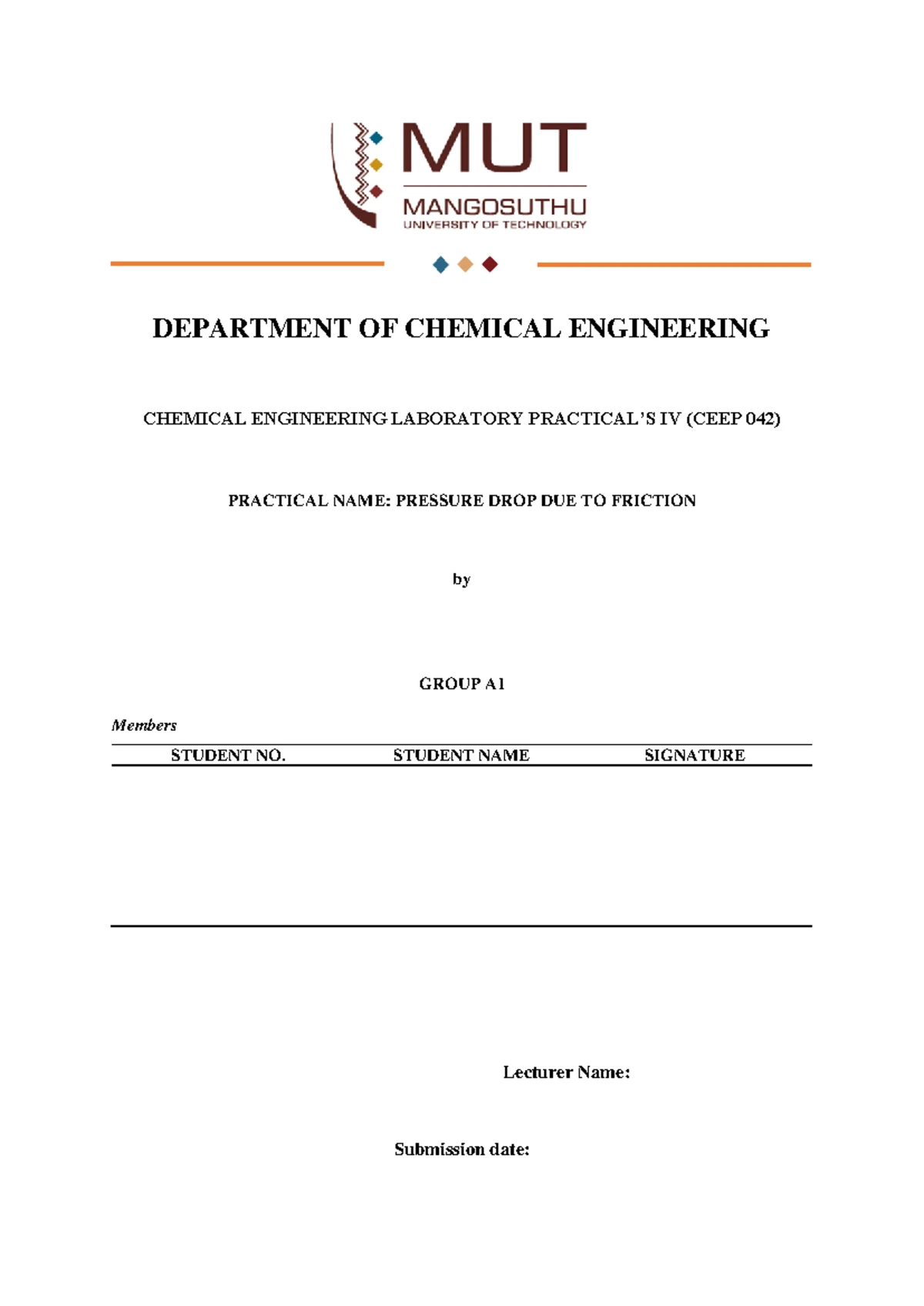 Practical report - Solid-liquid extraction - CHEMICAL ENGINEERING ...