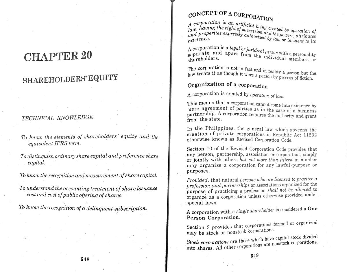Chapter 20: Understanding Shareholder's Equity Concepts - Studocu