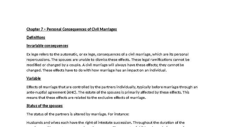 Chapter 7: Personal Consequences of Civil Marriages - Key Insights ...