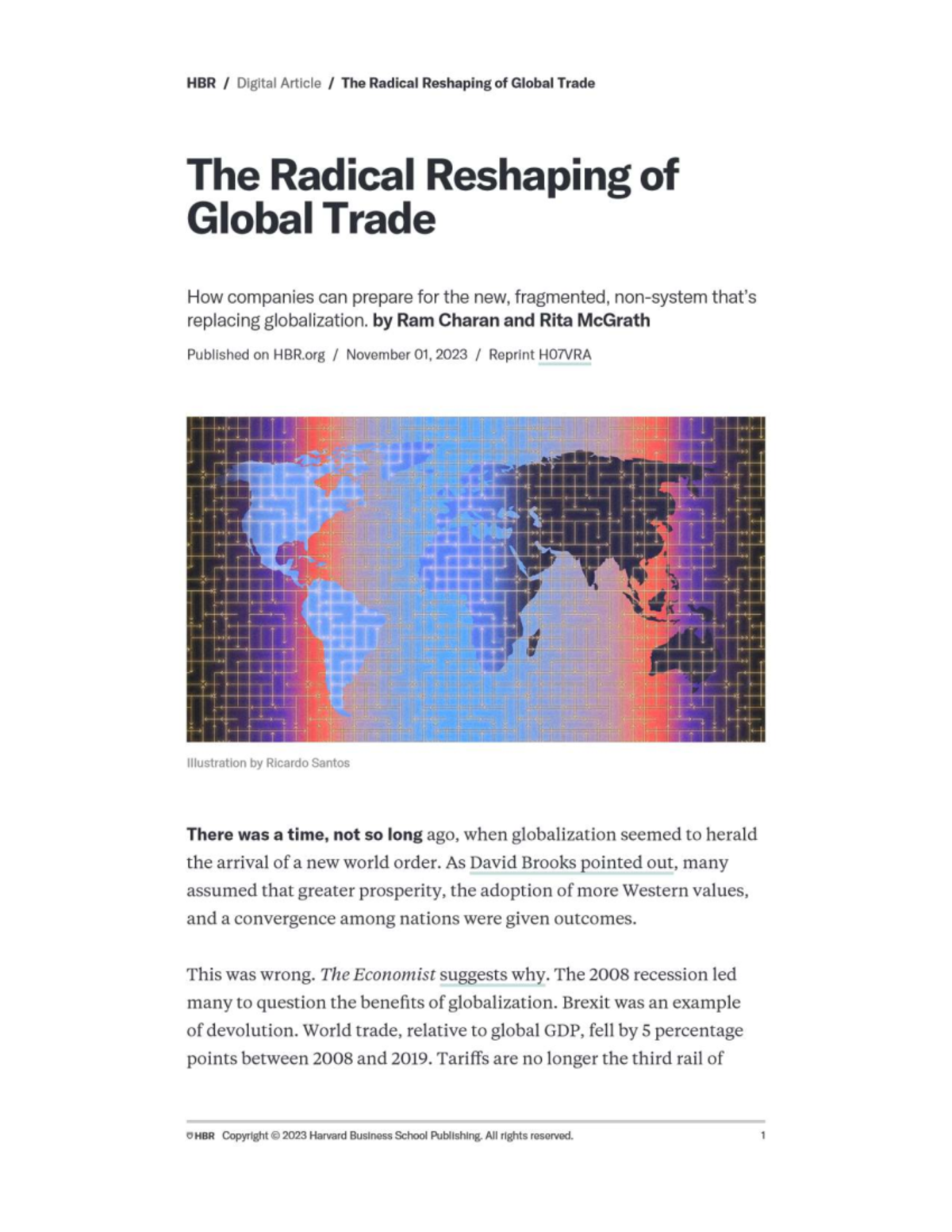 HBR Digital Article: Navigating the New Global Trade Landscape - Studocu
