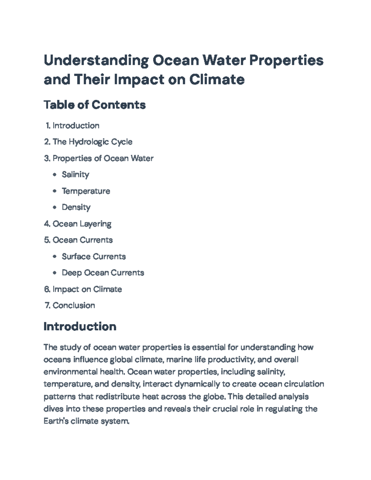 Understanding Ocean Water Properties and Their Climate Impact - GEOS ...