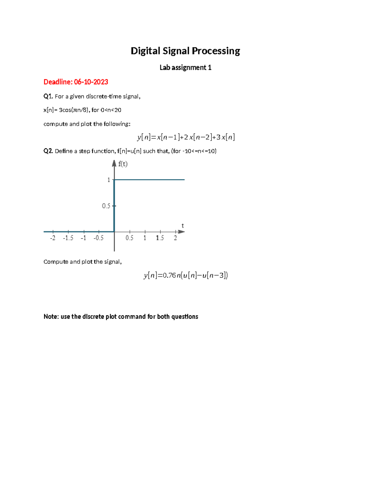 Lab assignment 1 - Digital Signal Processing - Digital Signal ...
