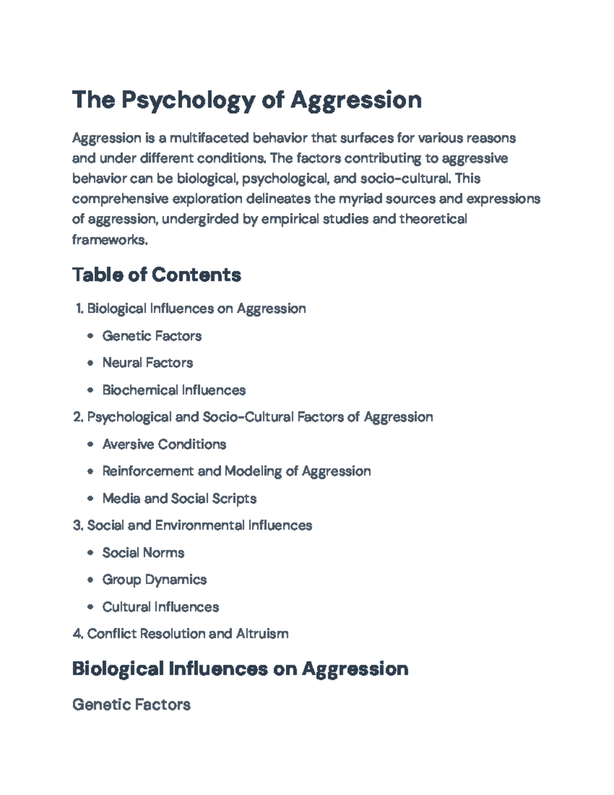 The Psychology of Aggression: Factors, Influences, and Resolutions ...