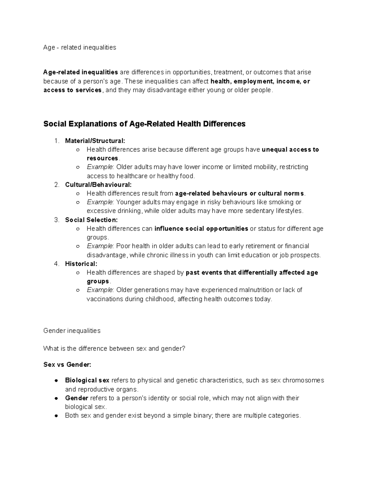 Age-Related Inequalities: Health Disparities Across Generations - Studocu