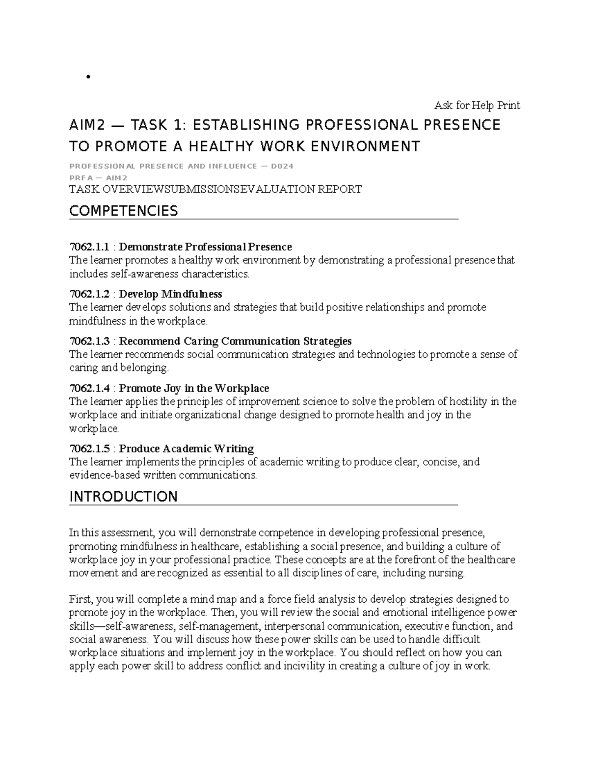Professional Presence in Healthcare: AIM2 - Task 1 Analysis - Studocu