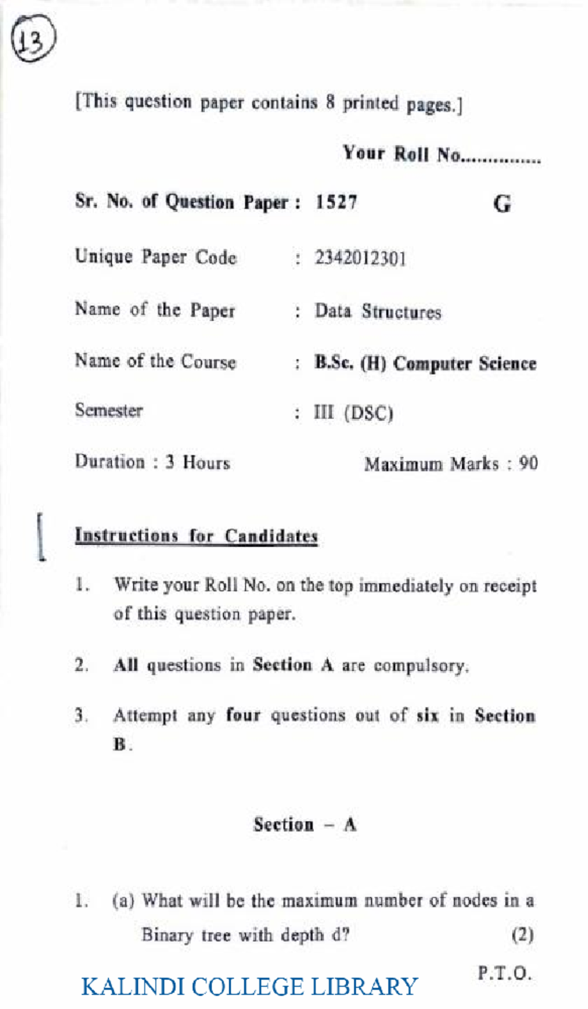 Paper-3 - Question paper - 13 question paper contains 8 printed Your ...