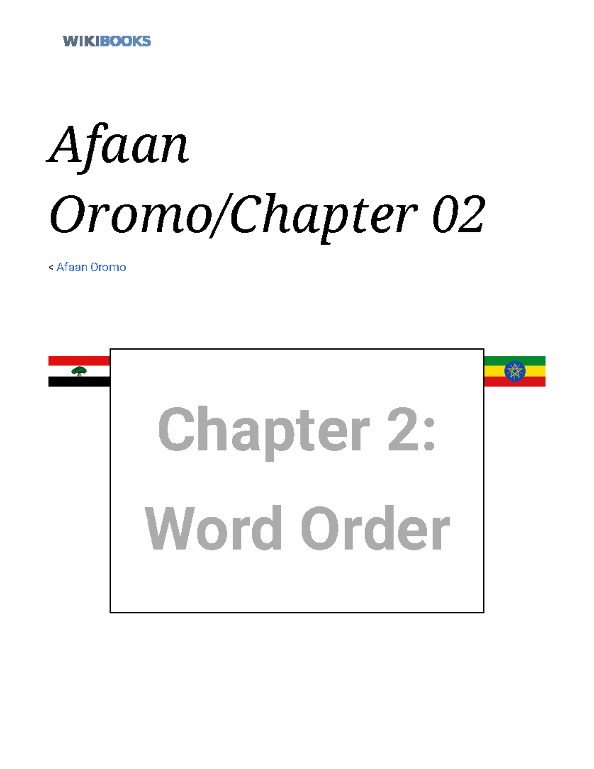 Afaan Oromo Chapter 02: Understanding Word Order and Structure - Studocu