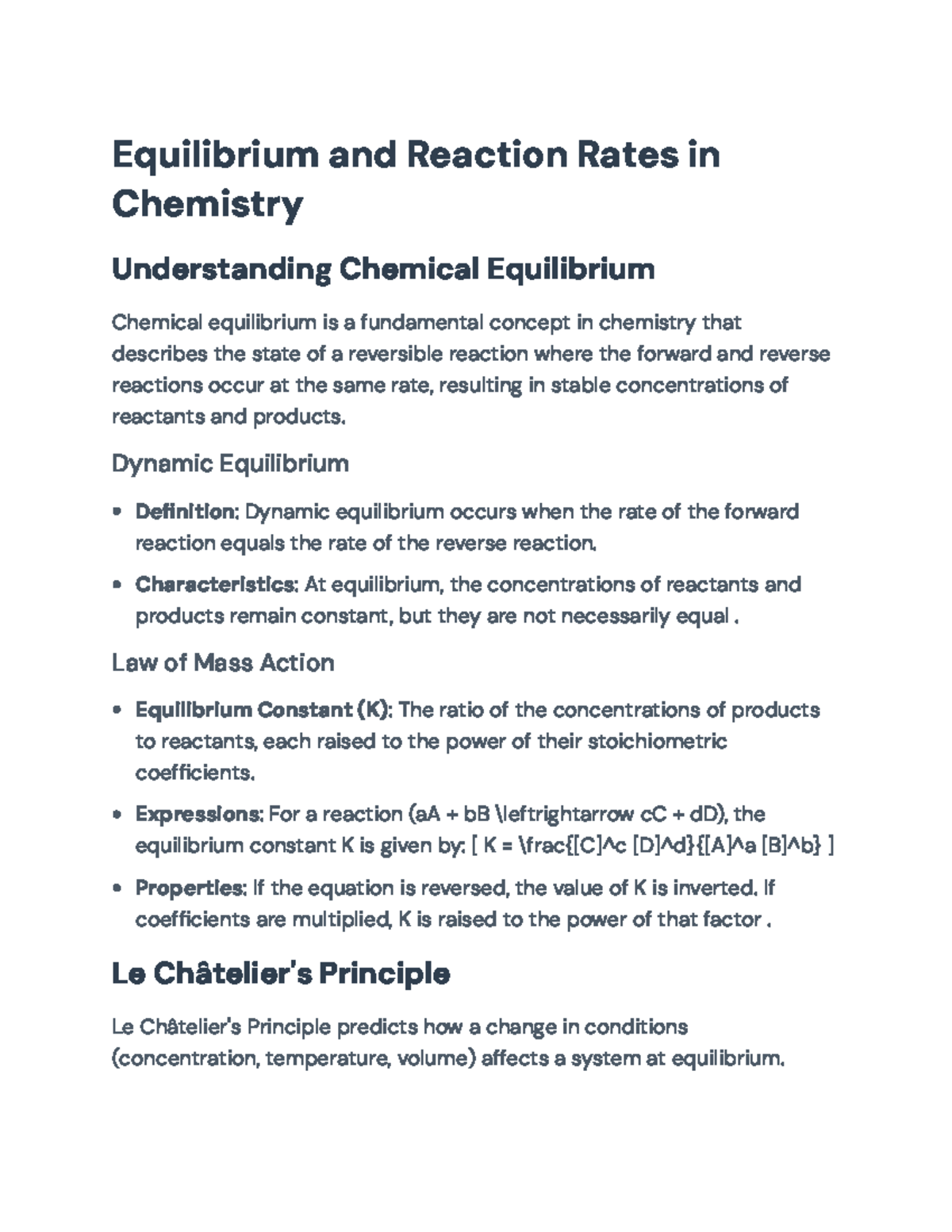 Understanding Chemical Equilibrium and Reaction Rates in Chemistry ...