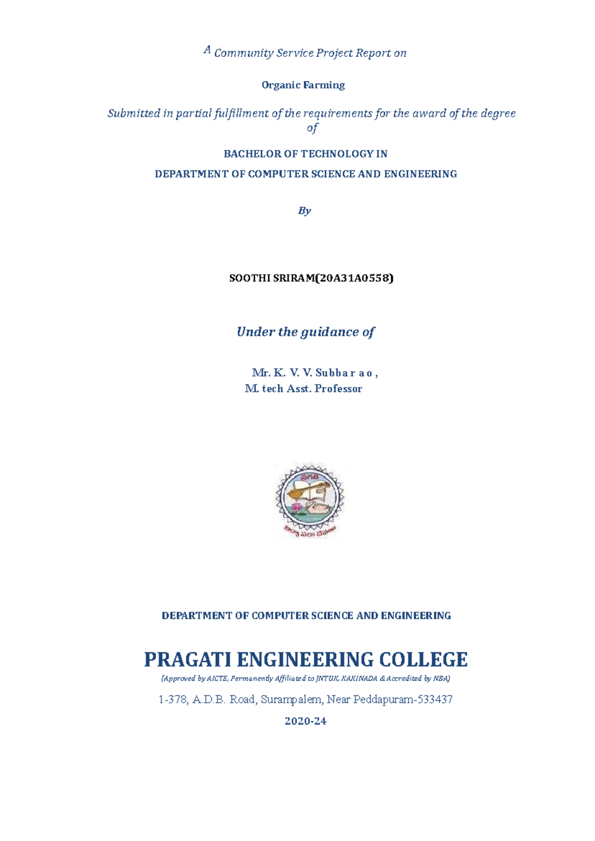 Community Service Project Report on Organic Farming (CSE 558) - Studocu