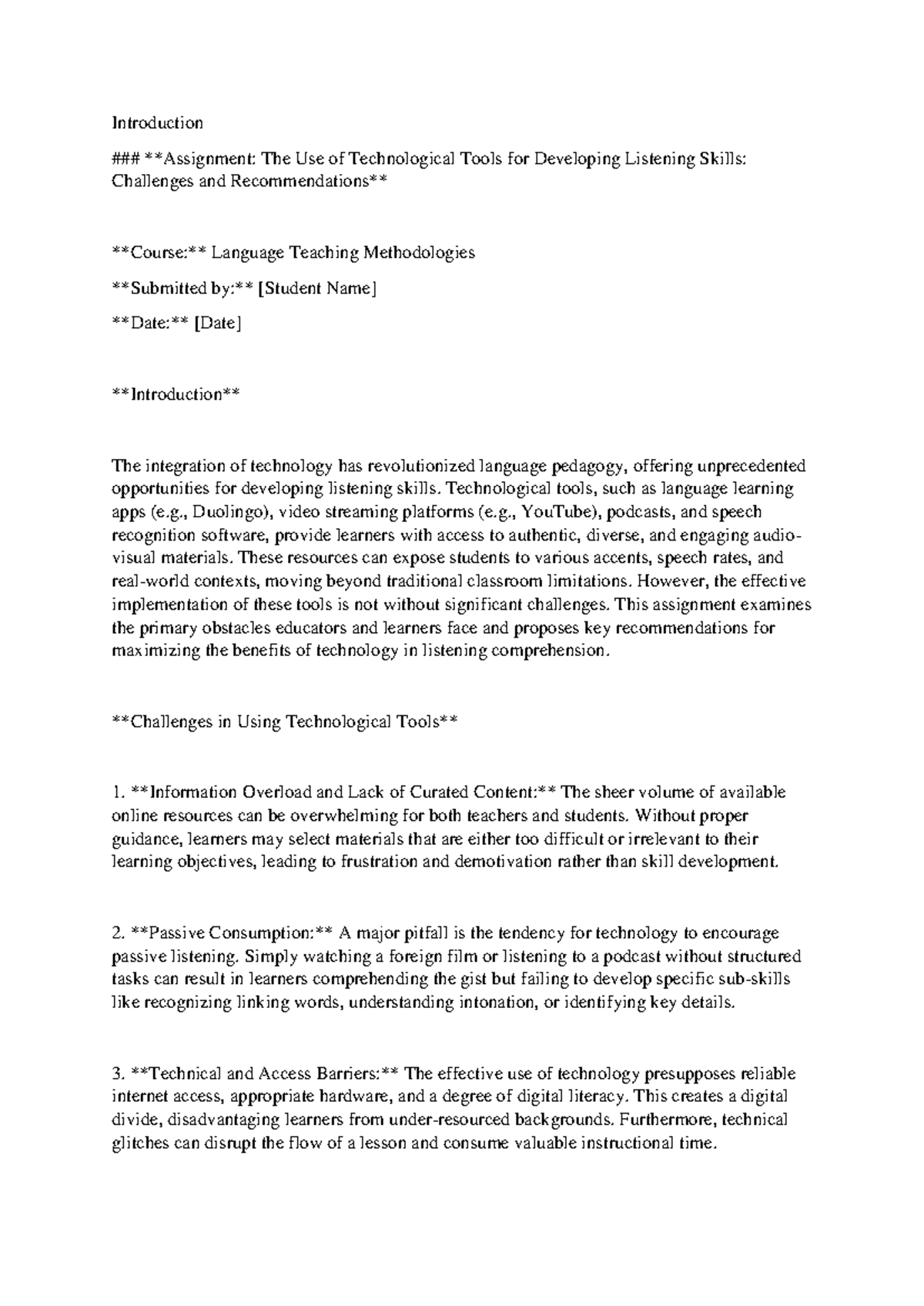 SK Assignment - Lecture Notes on Tech Tools for Listening Skills - Studocu