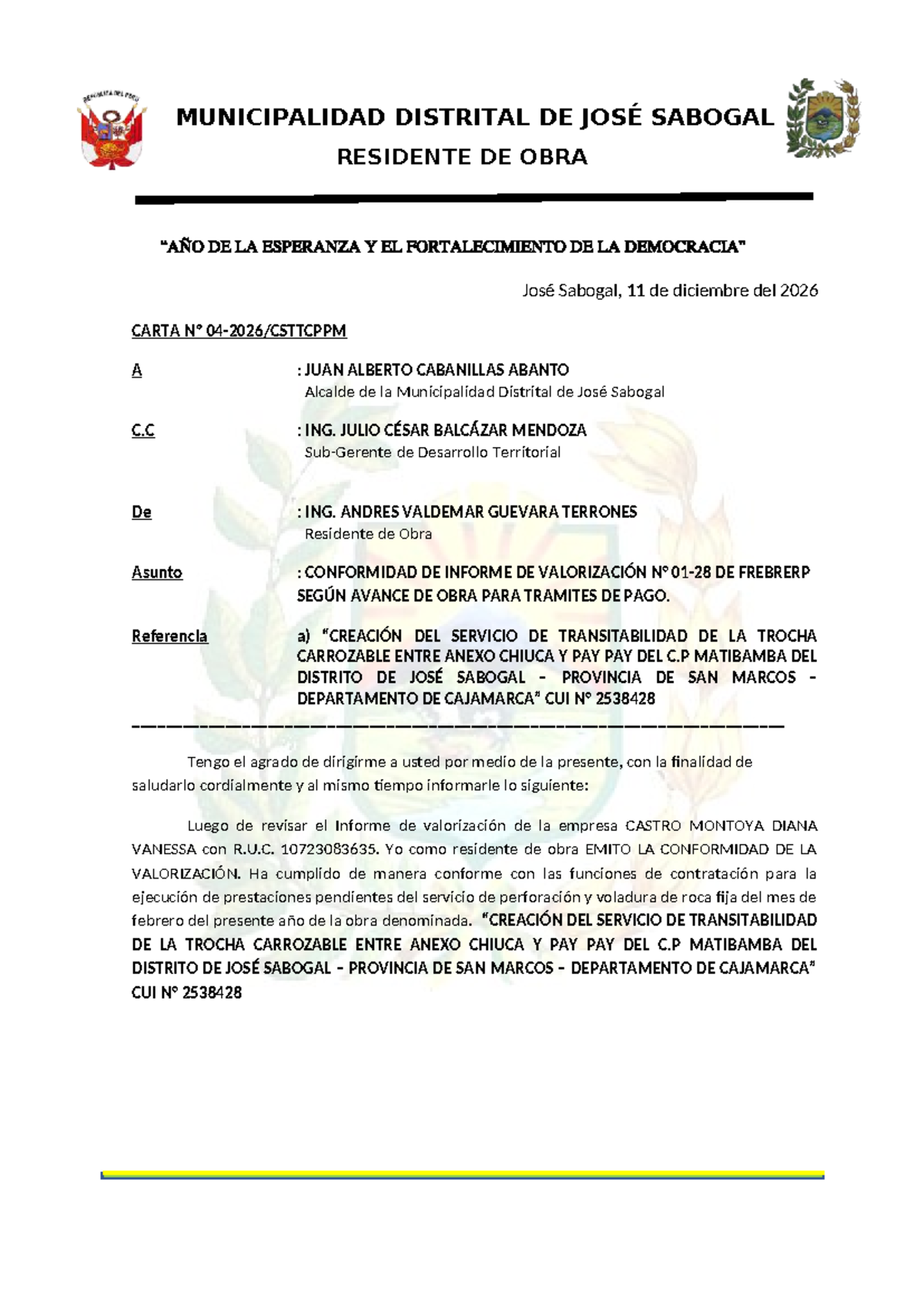 Informe de Conformidad 02 - Municipalidad Distrital de José Sabogal ...