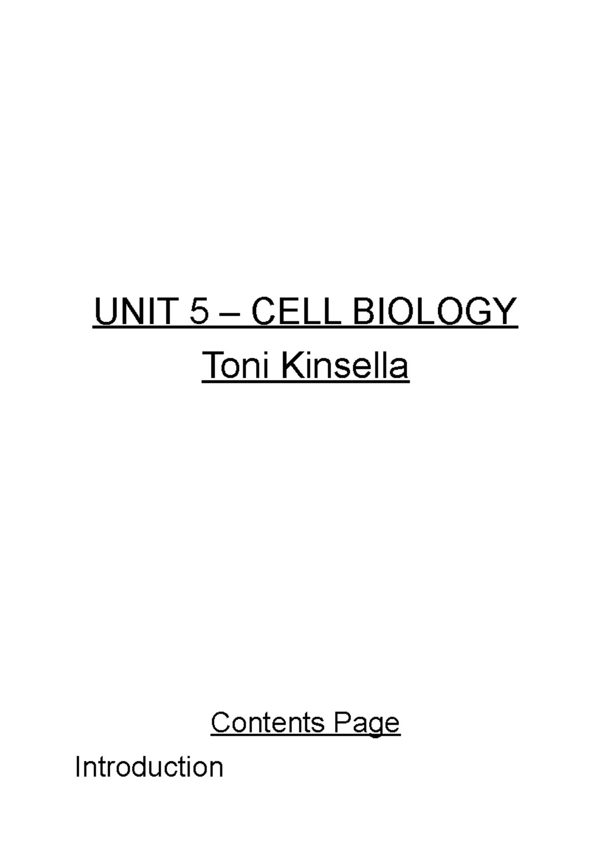 Unit 5 - Final Exam Notes on Cell Biology (Biology 101) - Studocu