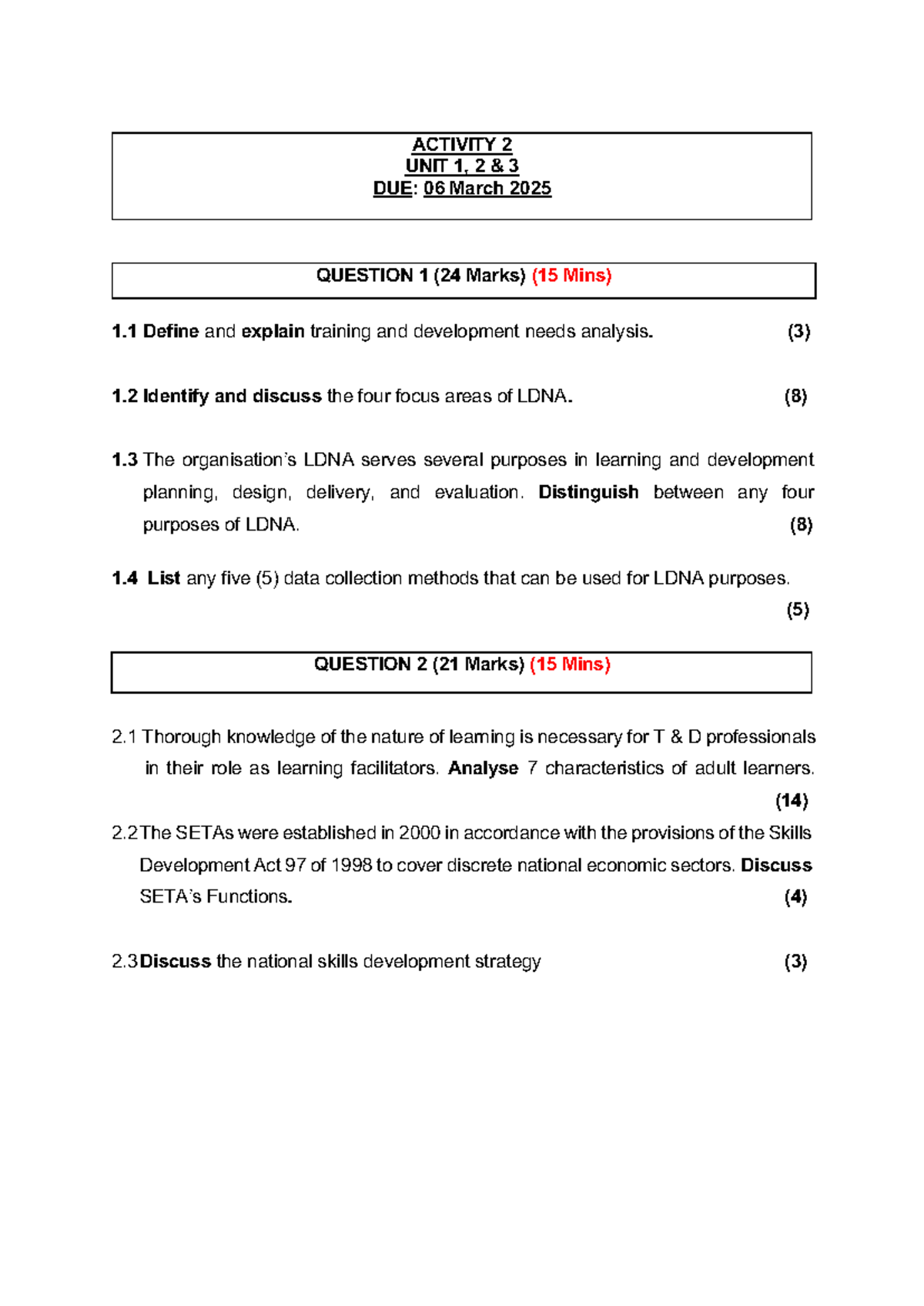 Activity 2 - LDNA in Units 1, 2 & 3 (Due: 06/03/2025) - Studocu