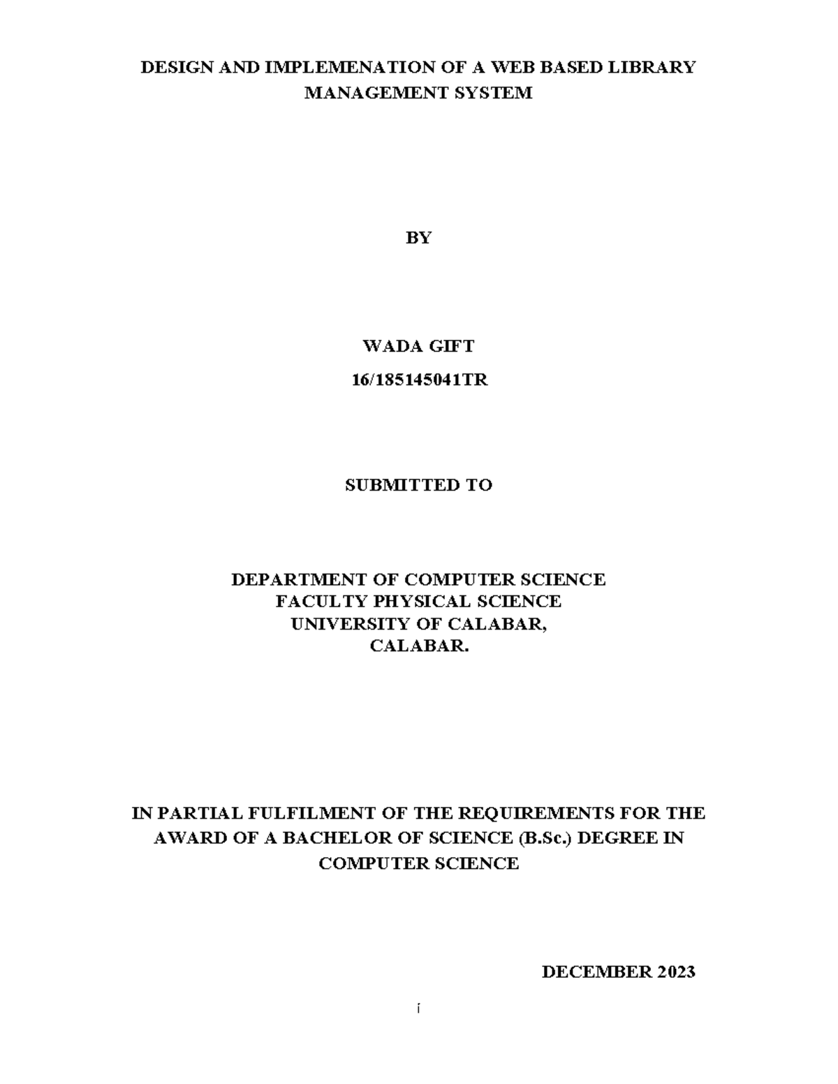 DESIGN AND IMPLEMENTATION OF A WEB-BASED LIBRARY MANAGEMENT SYSTEM (CS 2023) - Studocu