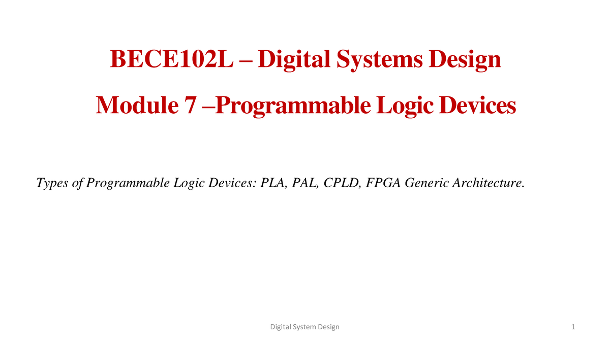 27-Types of Programmable Logic Devices PLA-20-11-2023 - Digital System ...