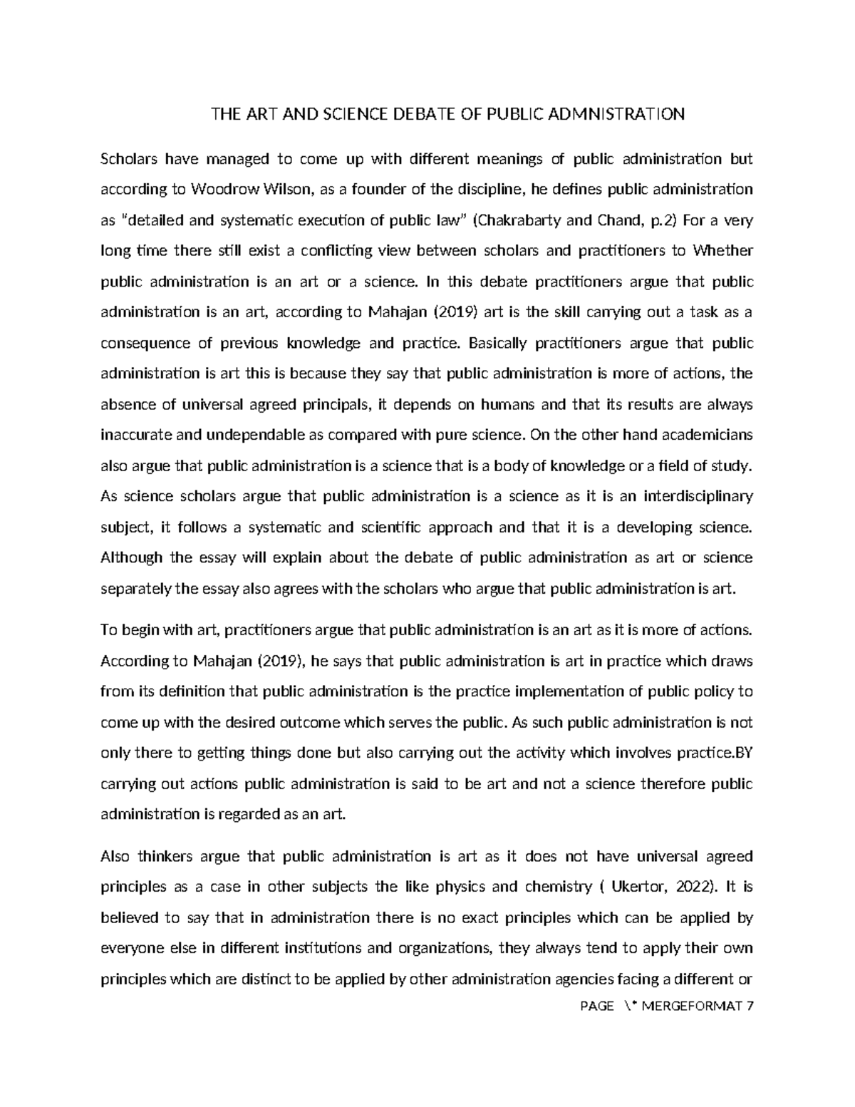 Public Administration: Art vs. Science Debate (PADM 101) - Studocu