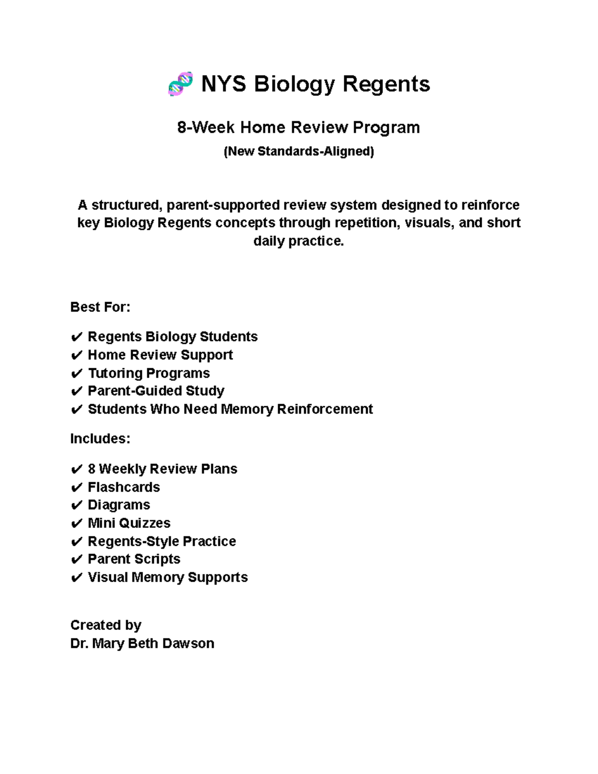 Biology Regents 8-Week Home Review Program for Parents - Studocu