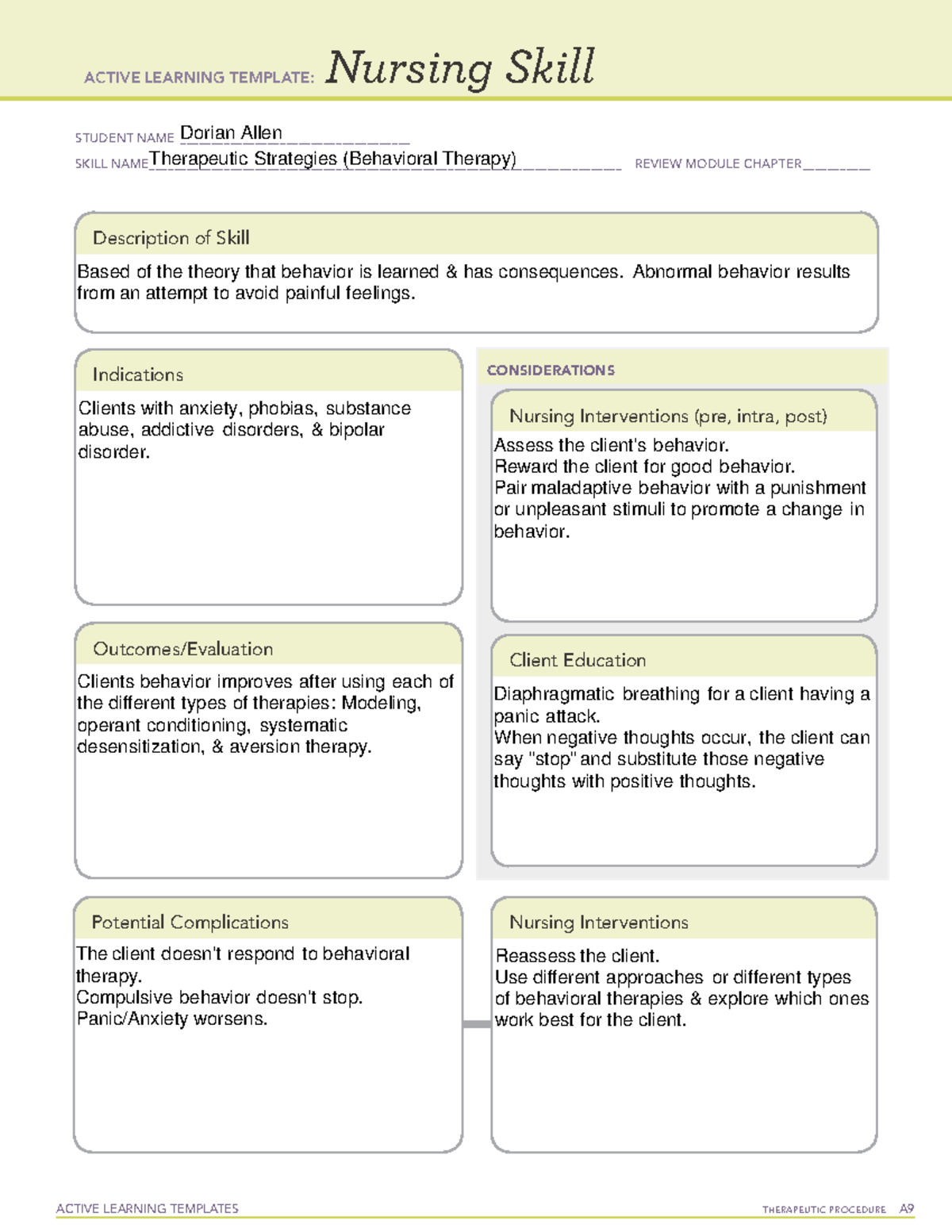 Week 8 Therapeutic Strategies - ACTIVE LEARNING TEMPLATES THERAPEUTIC ...