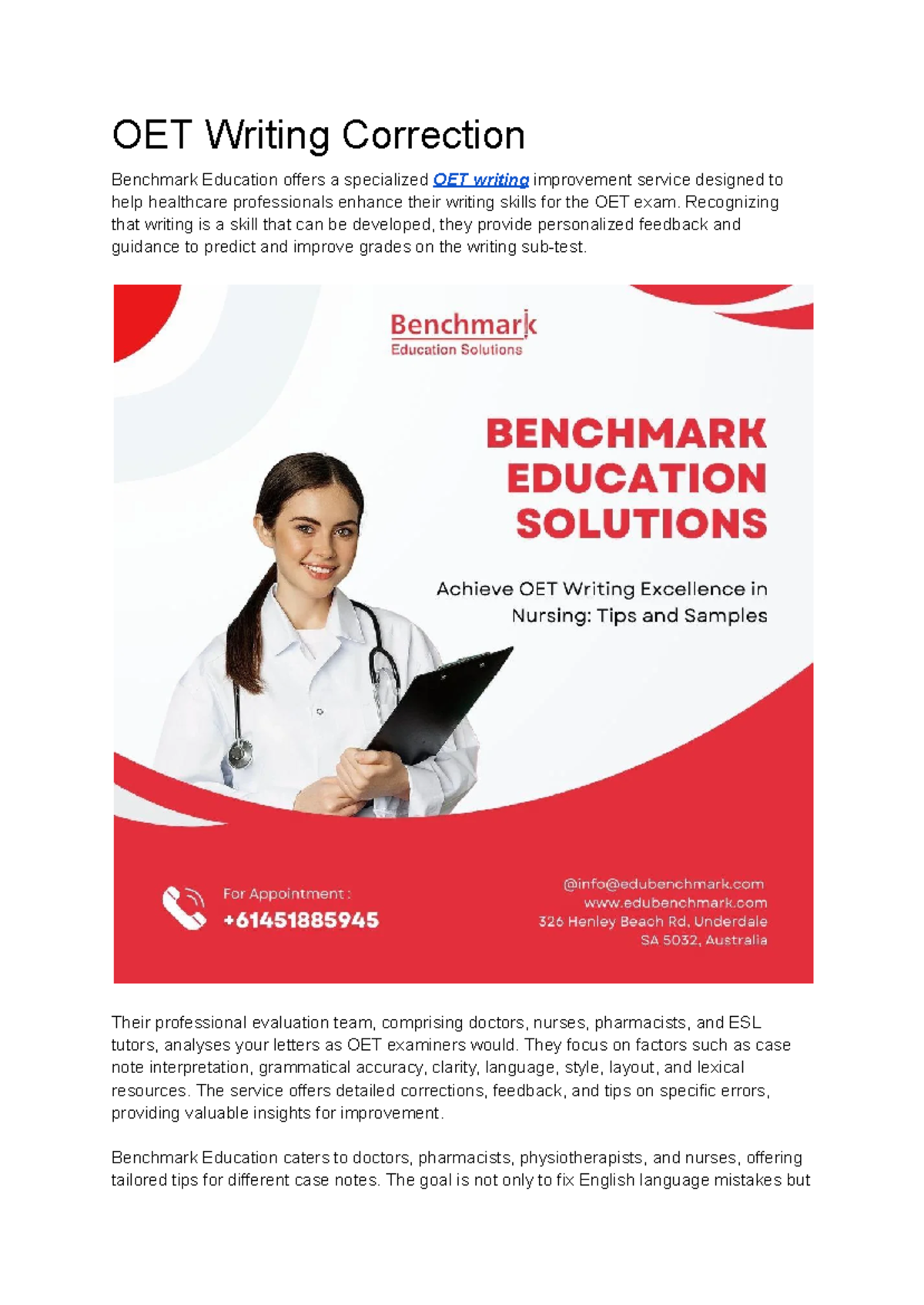 2. OET Writing Correction - OET Writing Correction Benchmark Education ...