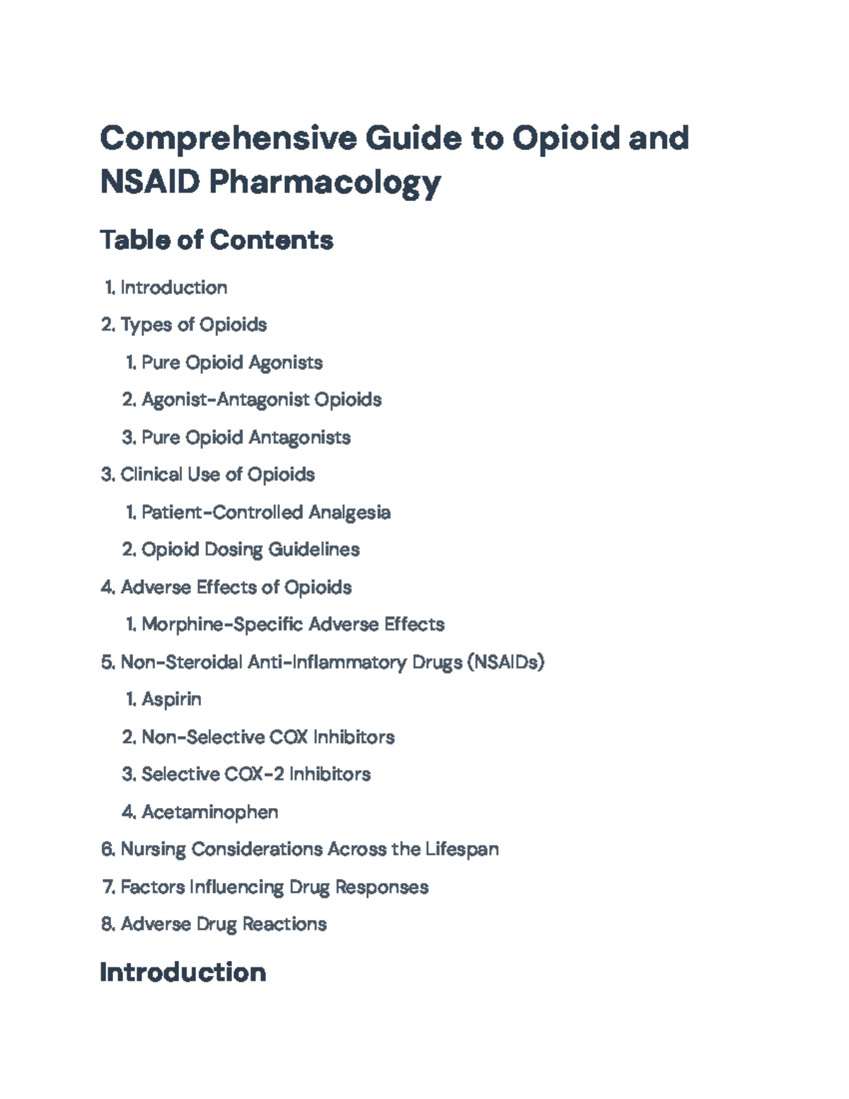 Comprehensive Pharmacology Guide: Opioids & NSAIDs for Nursing Care ...