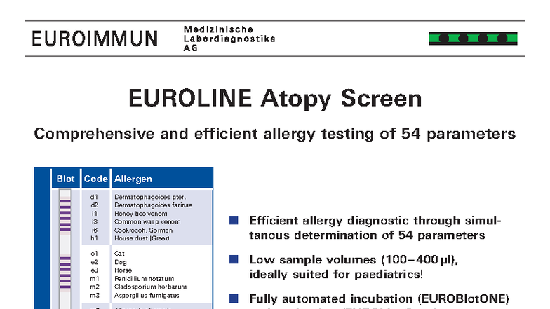 Lab 11: IgE Specific Allergy Testing - EUROLINE Atopy Screen - Studocu