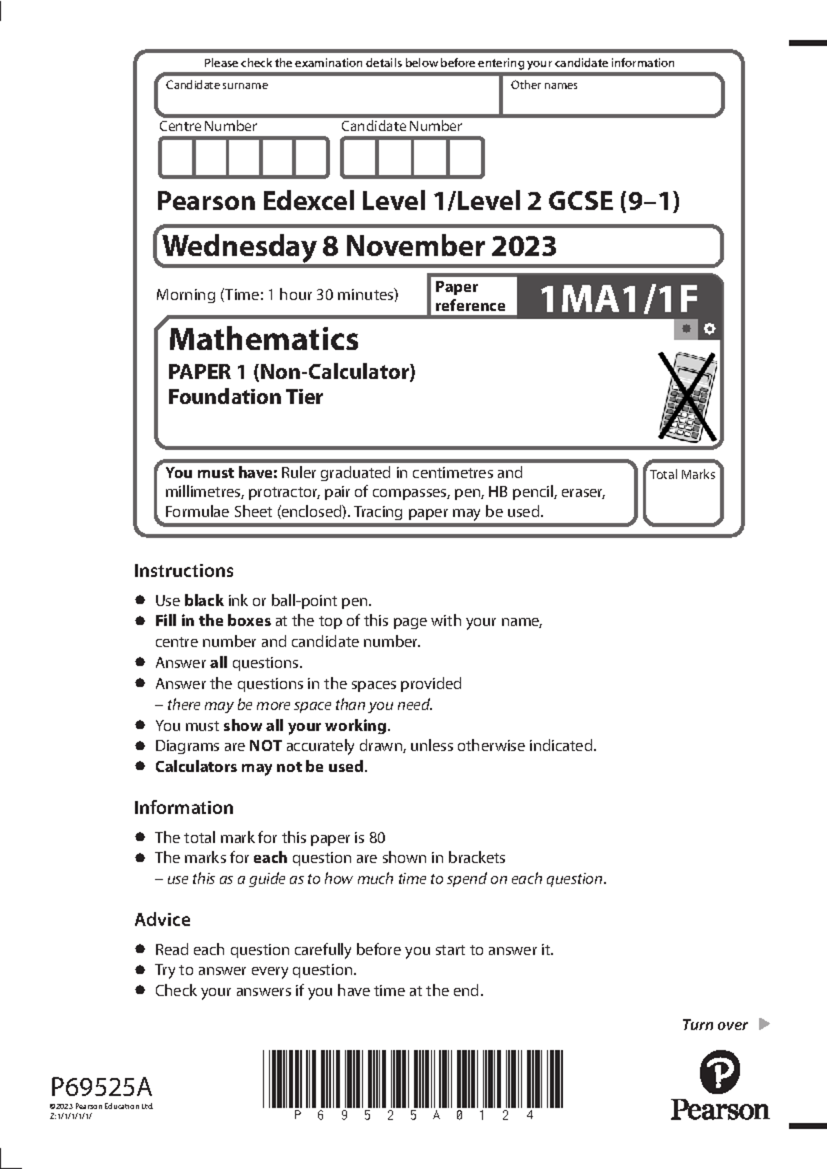 Mathematics Paper 1 Foundation Tier - GCSE Exam Details (1.5 hrs) - Studocu