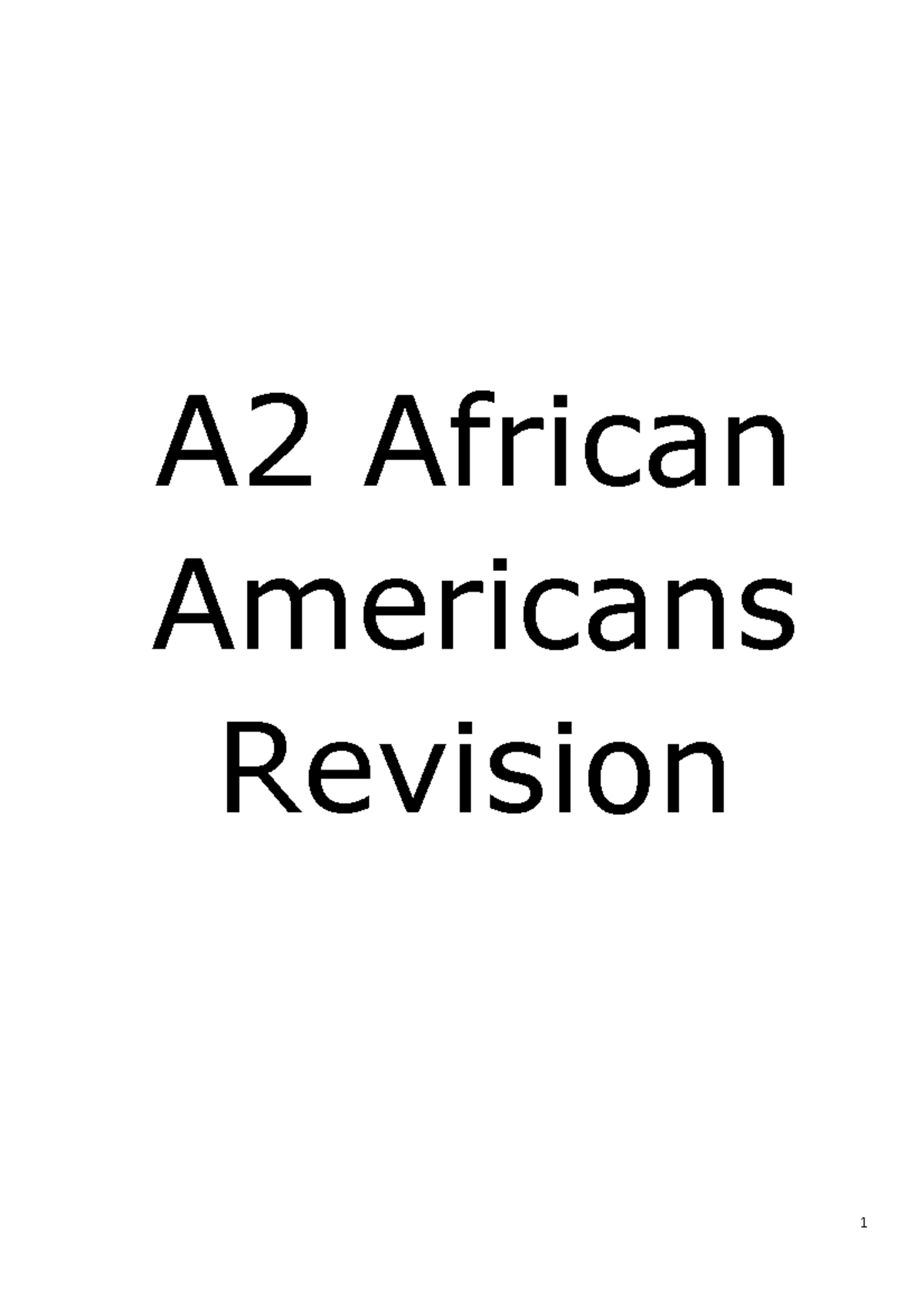 A2 History OCR Civil Rights: African Americans Revision Notes - Studocu