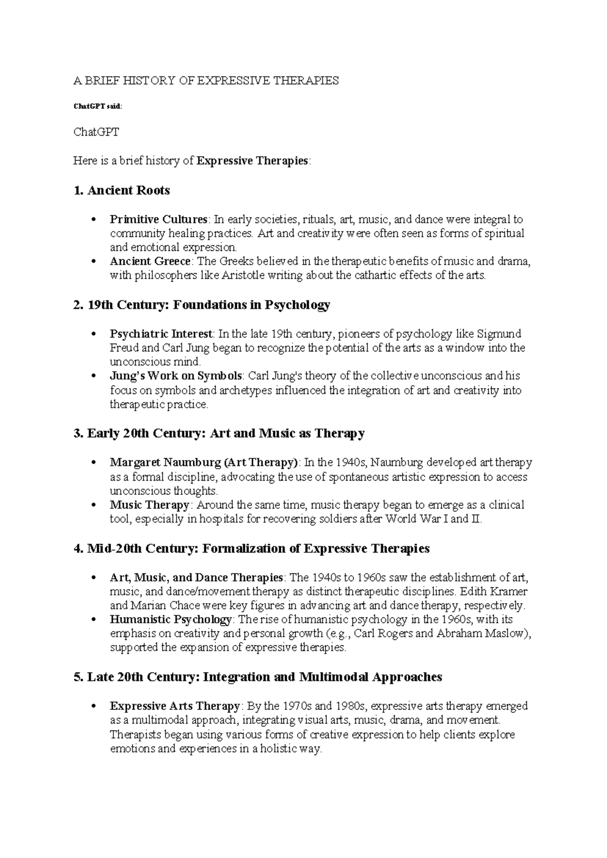 A Brief History of Expressive Therapies: From Roots to Modern Practice ...