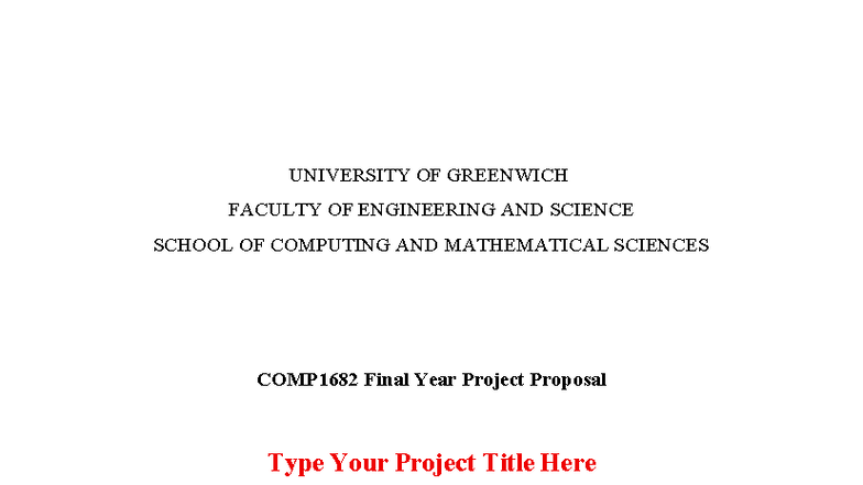 COMP1682 Final Year Project Proposal Template - Studocu