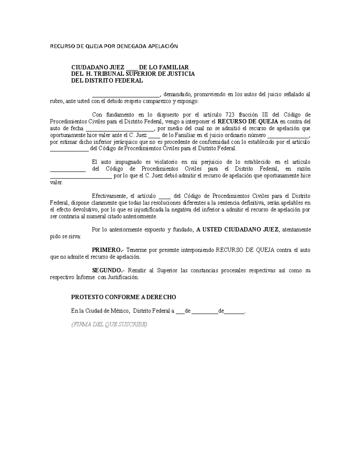 Recurso DE Queja POR Denegada Apelación - RECURSO DE QUEJA POR DENEGADA ...