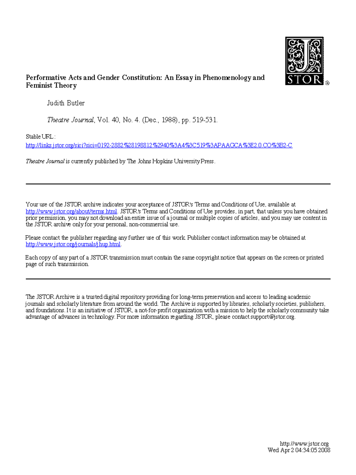 Butler's Performative Acts: A Feminist Phenomenology Analysis - Studeersnel