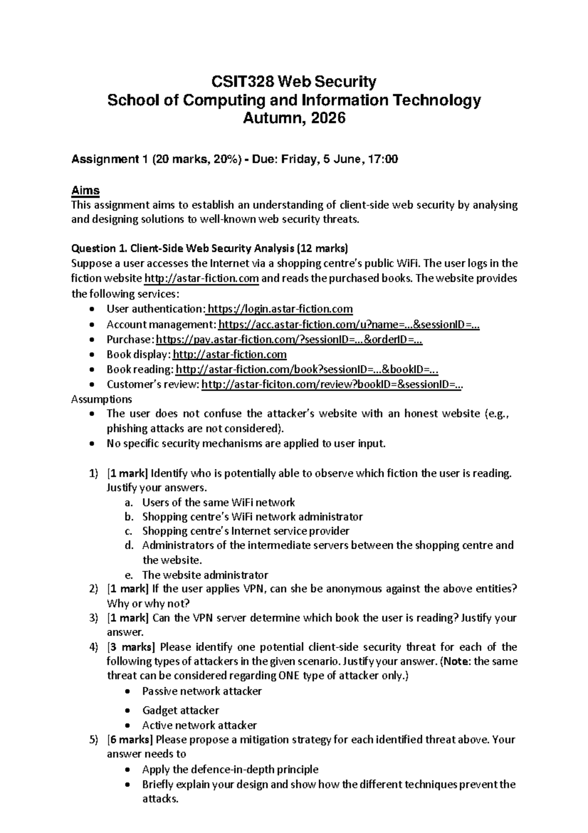 CSIT328 Web Security - Assignment 1 Analysis & Solutions - Studocu