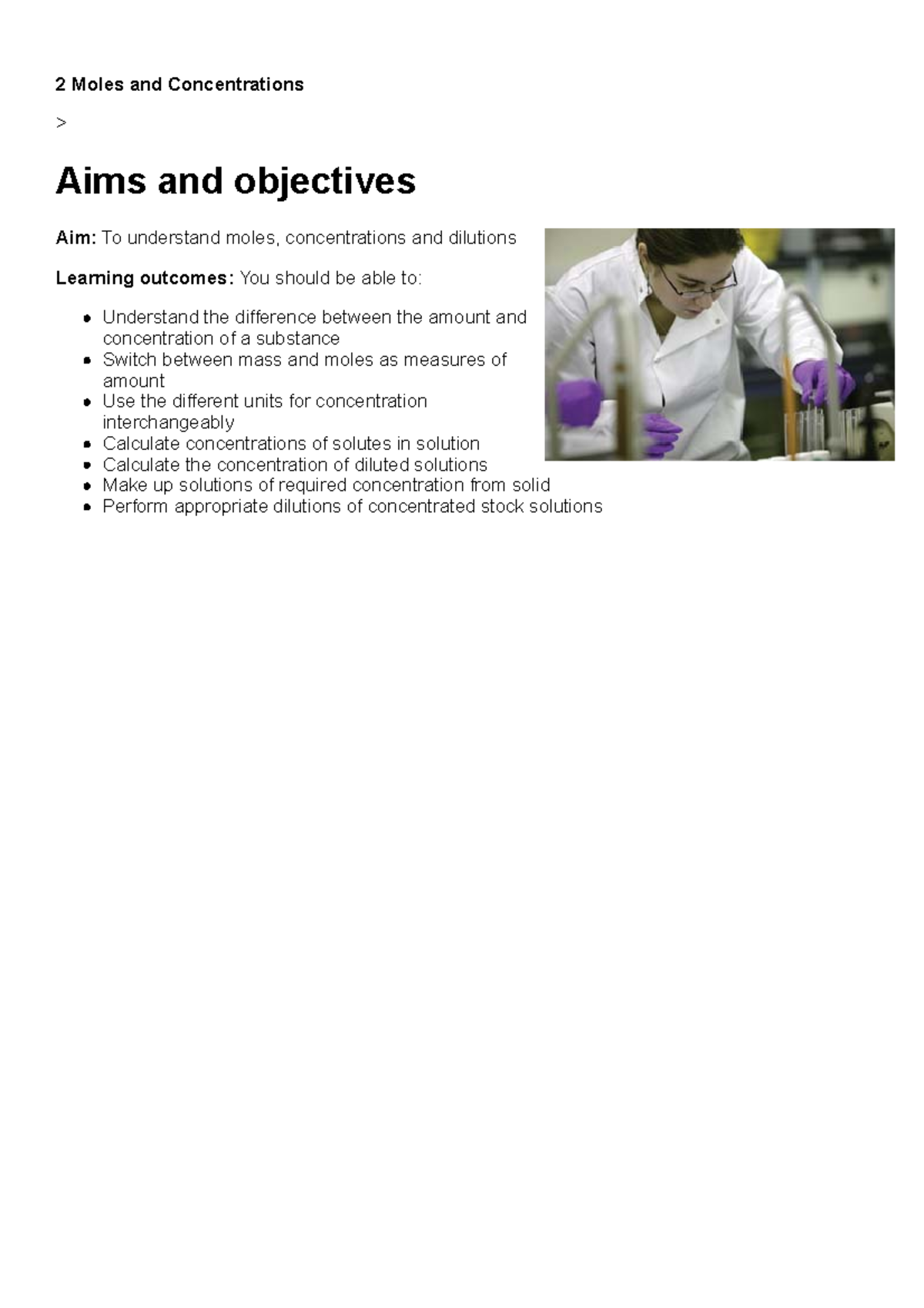 MOL 2: Understanding Moles, Concentrations, and Dilutions - Studocu