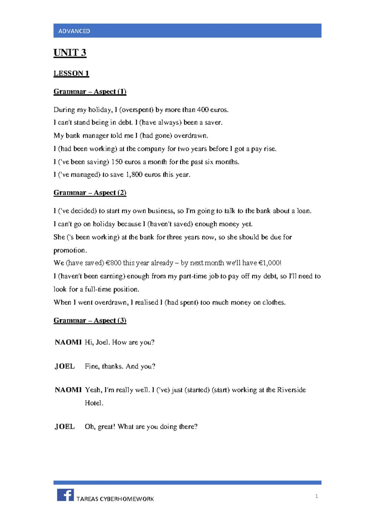 ADVANCED UNIT 9 LESSON 1 Vocabulary & Grammar on Emotions and Future ...