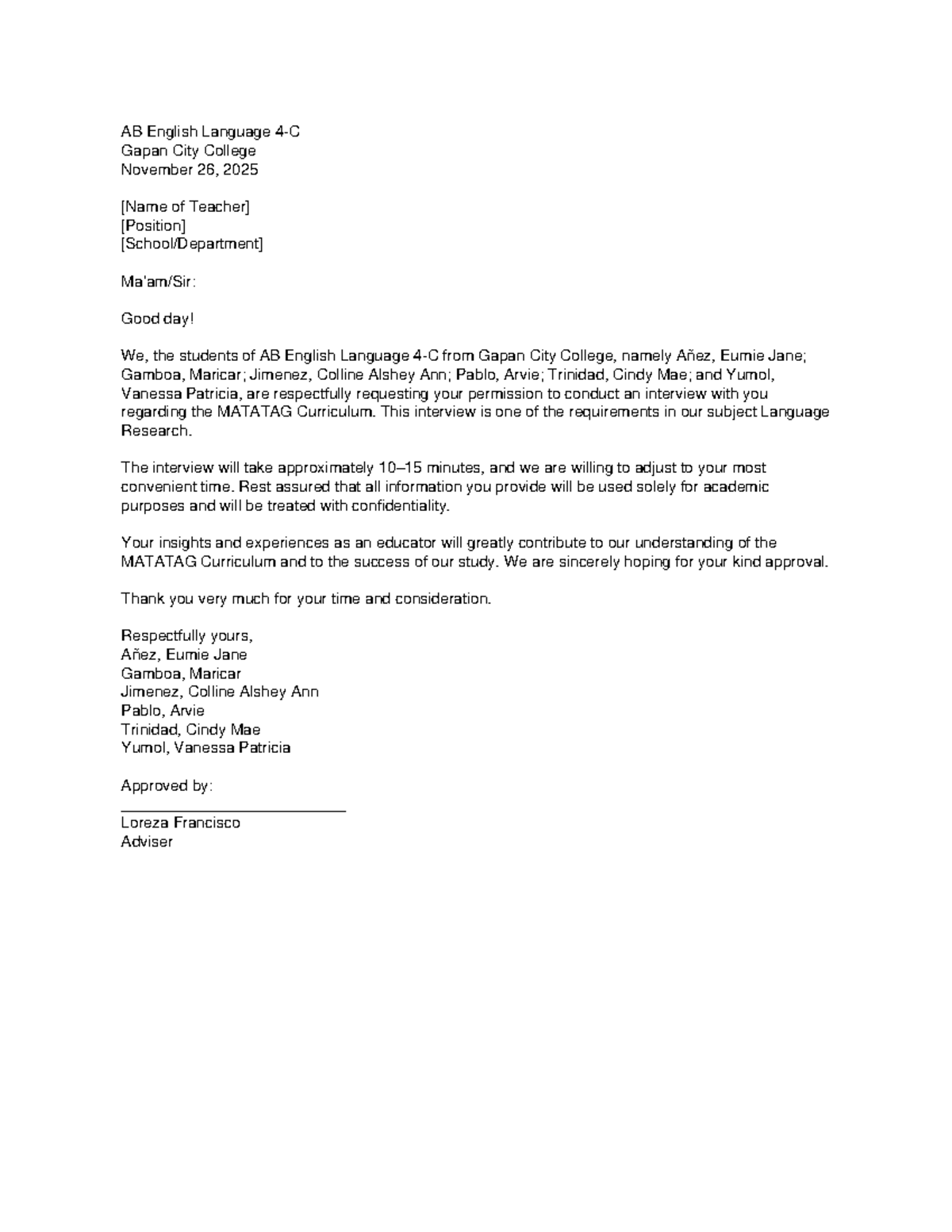 AB English Language Research: Interview Request for MATATAG Curriculum ...